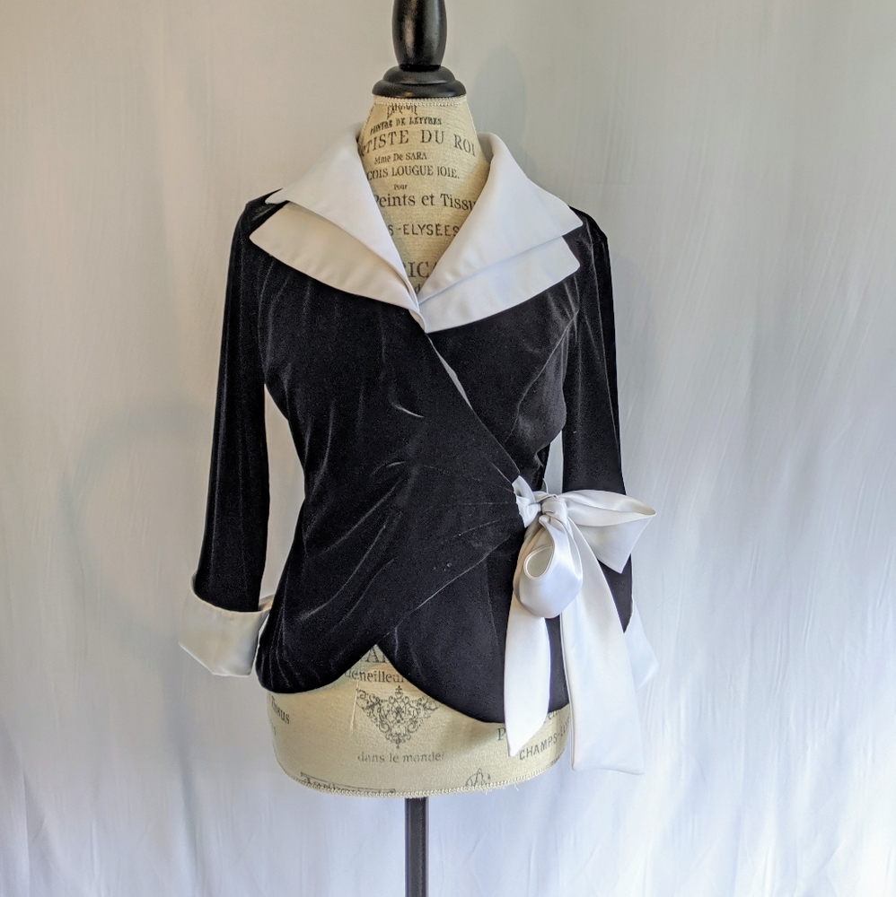 Cachet Velvet Wrap Bow Fancy Top - Gem
